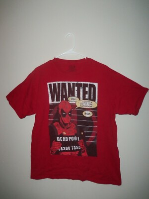 Marvel Red Size L Men's Deadpool Wanted Poster Graphic T-Shirt | eBay