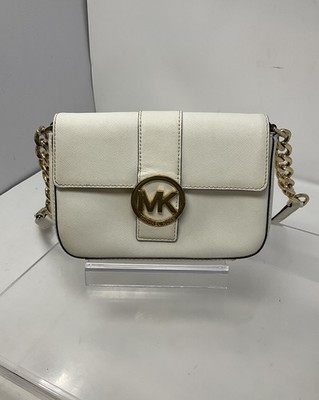 MICHAEL Michael Kors White Saffiano Leather Chain Link Crossbody Bag | eBay