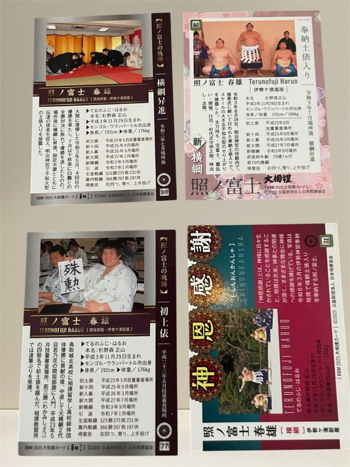Terunofuji Haruo Sumo Wrestling Trading Card Set - 4 Cards, BBM 2025 ...