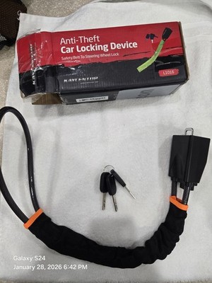 Steering Wheel Lock, Seat Belt Lock, Anti-Theft Device, Max 17 Inch ...