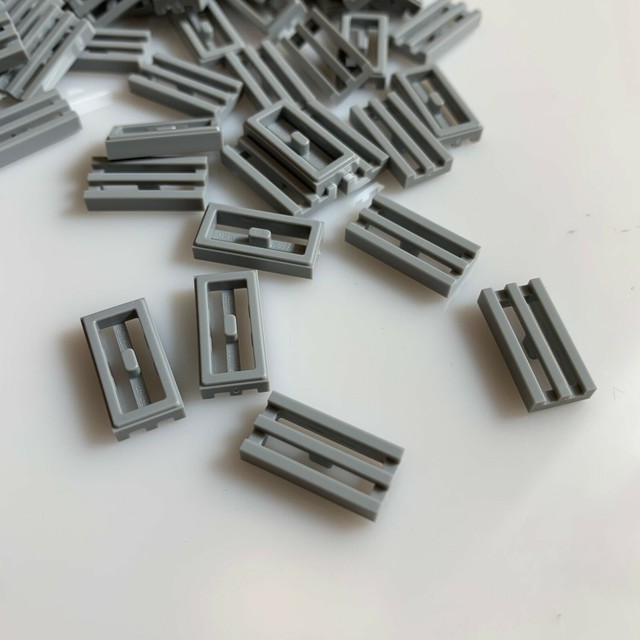75 LEGO Medium Stone Grey ("Light Gray") 1x2 Radiator Grille (2412/ ...