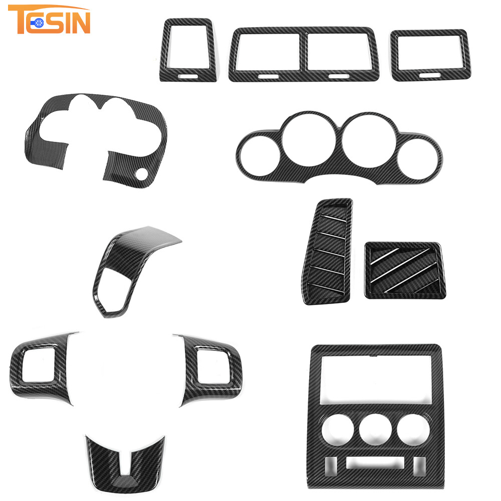 12X Carbon Fiber Interior Dash Panel Cover Trim Kit For Dodge ...
