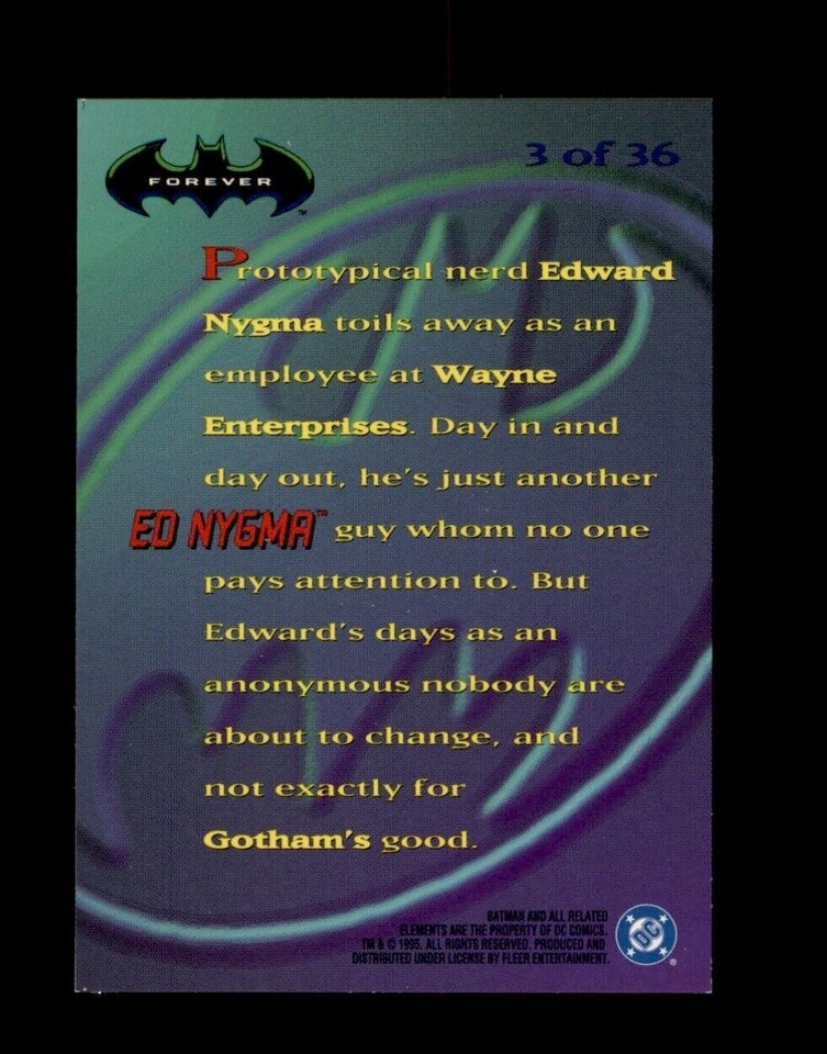 1995 Ultra Batman Forever Holograms #3 Ed Nygma SET BREAK | eBay