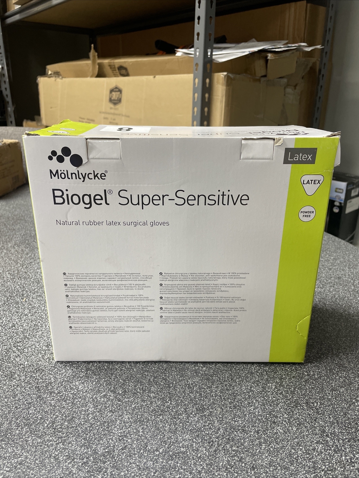 MOLNLYCKE Biogel Super-Sensitive Latex Gloves SZ 8 50 Pairs 82580 Exp ...