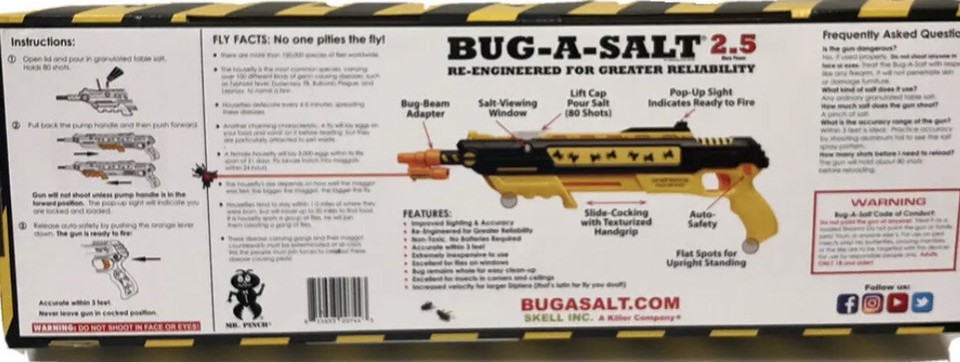 BUG-A-SALT Yellow 2.5 Salt GUN Rifle Fly Hunter Bug Killing Device | eBay