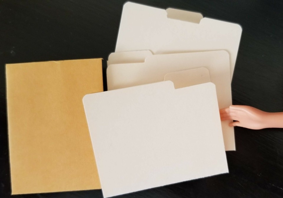 1/6 SCALE Mini Office Set 1 - 3 File Folders, 1 Box, 1 Manila Envelope ...