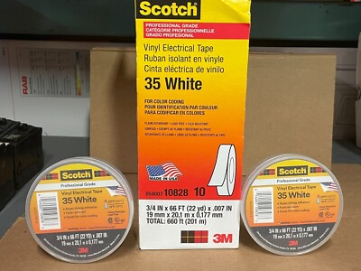 10 pack - 3M Scotch 35 WHITE Super 35+/33+ Vinyl Electrical Tape -3/4 ...