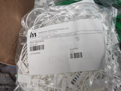 Sachet 100 Healthmark Cynch Lock Numbered white Serrure Cynch Numérotée ...