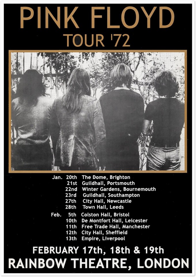 Pink Floyd UK Tour 1972 Concert Poster A4-A3-A2 Sizes | eBay UK