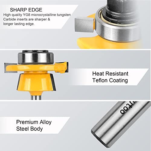 1/2-Inch Shank 2 Set Bevel Shaker Rail and Stile Router Bits, Rail and ...