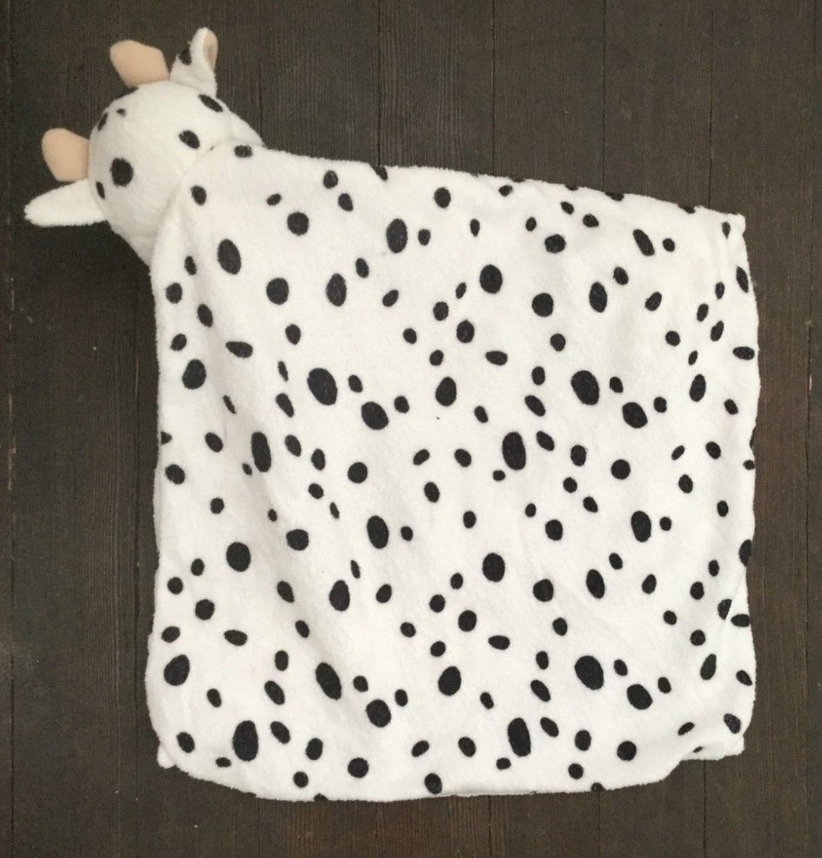 Angel Dear Cow Baby Lovey Black Spotted Plush Security Blanket | eBay