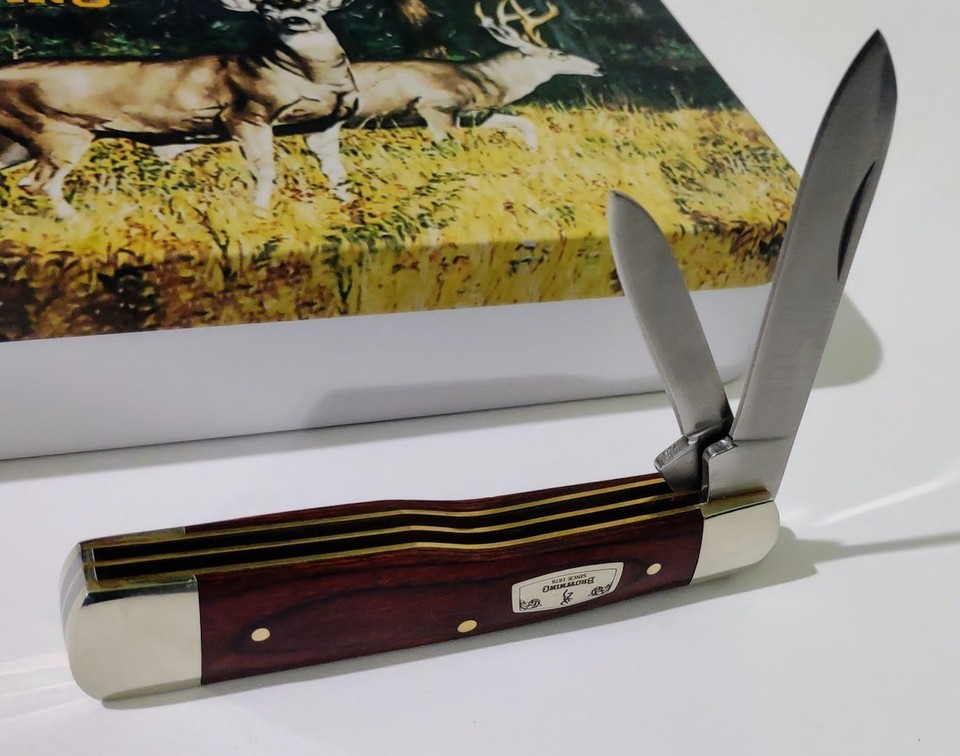 BROWNING TRAPPER HUNTING POCKET KNIFE W/ DISPLAY CASE BUCK MARK SHIELD ...