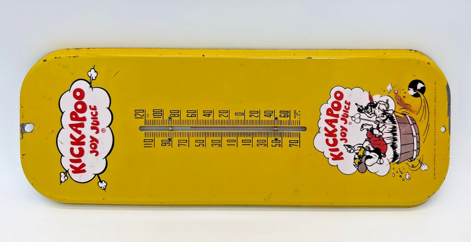 RARE! Vintage KICKAPOO JOY JUICE Soda Thermometer Tin Sign Non ...
