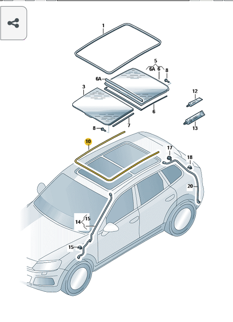 Genuine VW Touareg 7p 2011-18 Inner Panoramic Sunroof Seal Gasket ...