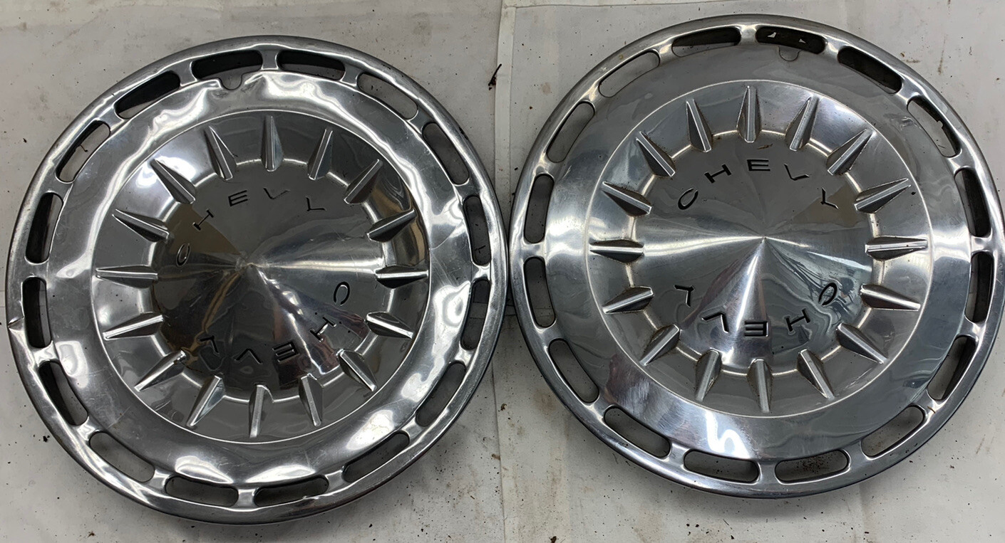 (2) Vintage OEM GM 13" Hubcaps "Chevy" 1962 Chevy II. Wheel covers ...