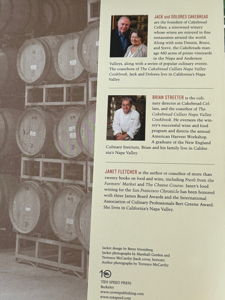 Cakebread Cellars American Harvest Cookbook 1st Edition Wine Food Napa ...