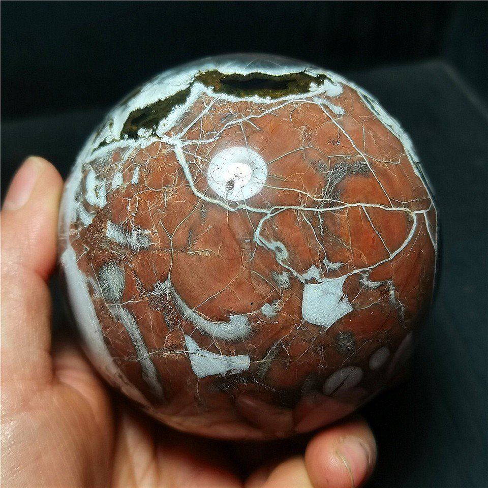 RARE 921g Natural Polished Volcano Colorful Agate Crystal Ball Healing ...