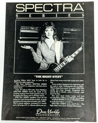 HEART / NANCY WILSON / DEAN MARKLEY SPECTRA GUITAR AMPS MAGAZINE PRINT ...
