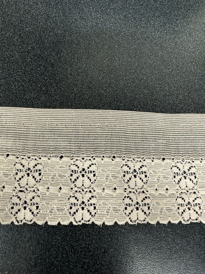 Vintage Lace Sewing Trim Scalloped Stretch Elastic Sheer Header 3" x ...
