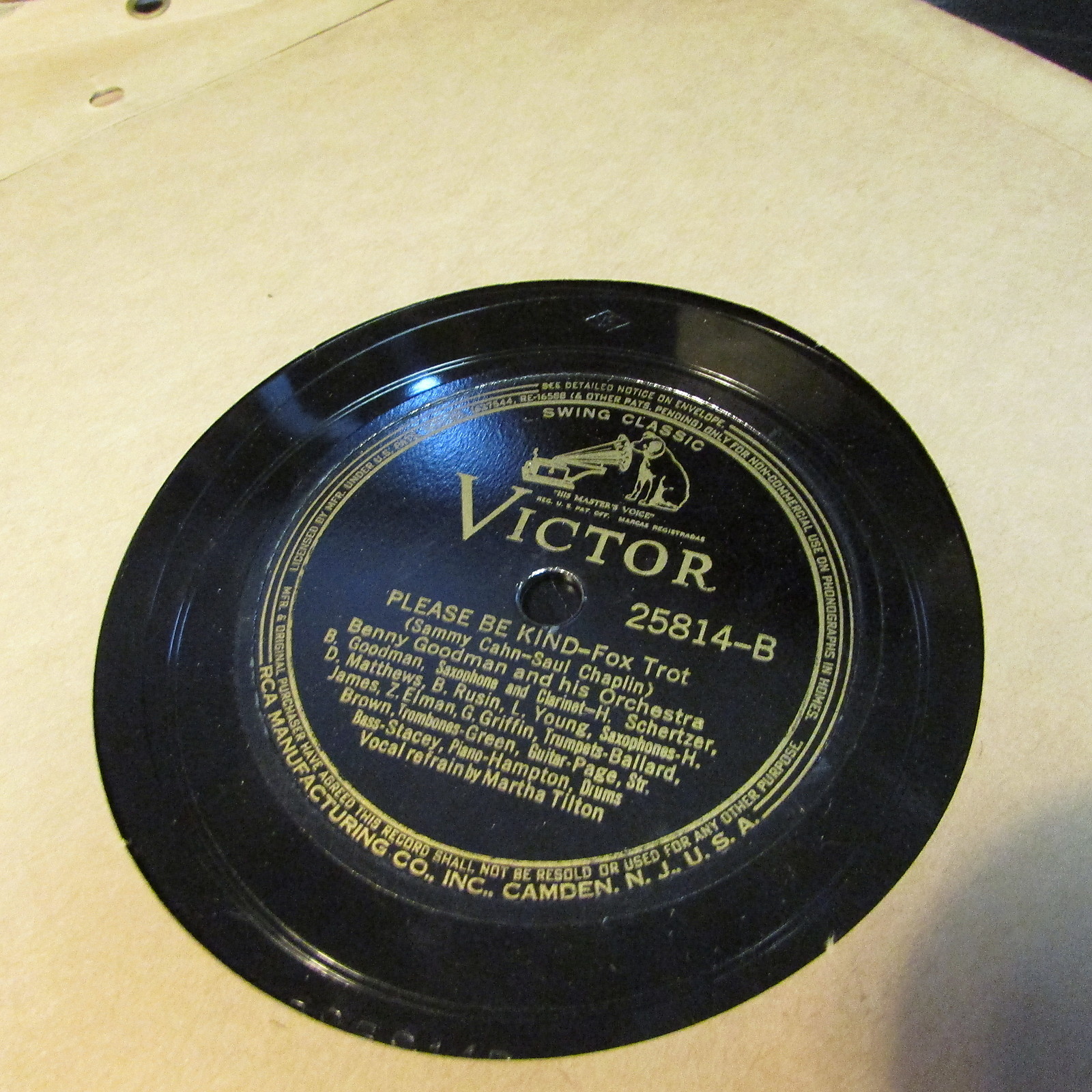 BENNY GOODMAN VICTOR 78 RPM RECORD 25814 TI-PI-TIN / PLEASE BE KIND | eBay