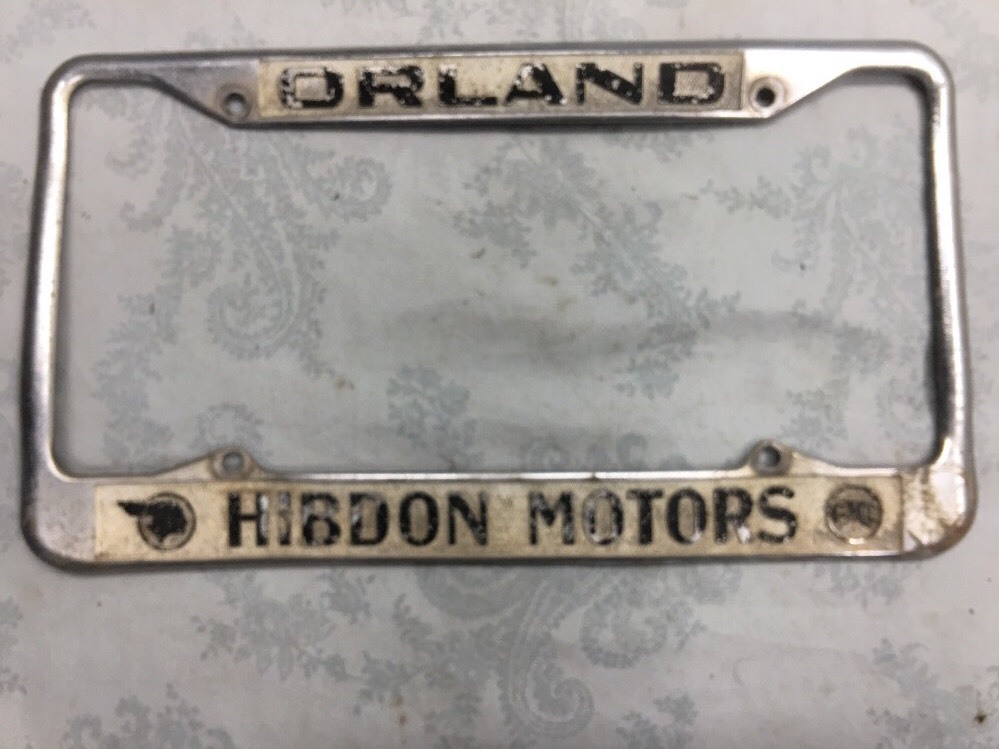 Vintage~HIBDON MOTORS ORLAND CA~metal License Plate Frame~GMC~ Pontiac ...