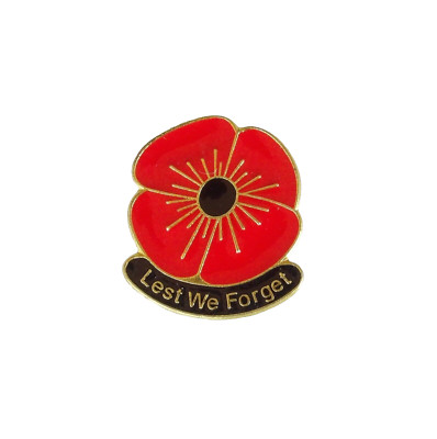 OLD LEST WE FORGET REMEMBRANCE DAY POPPY $10 METAL LAPEL PIN HAT BADGE ...