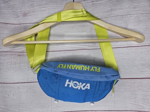 HOKA Fanny Pack Blue Neon Yellow Bag Sling Adjustable Zip Pockets Fly ...