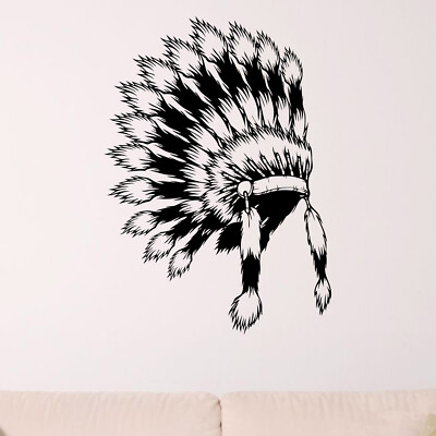 Native American Indian Feather Headdress Wall Sticker Decal Transfer ...