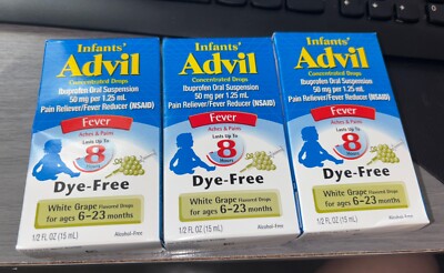 Lot Of 3 Advil Infant Ibuprofen Drops White Grape Ex Date 03/26 New ...