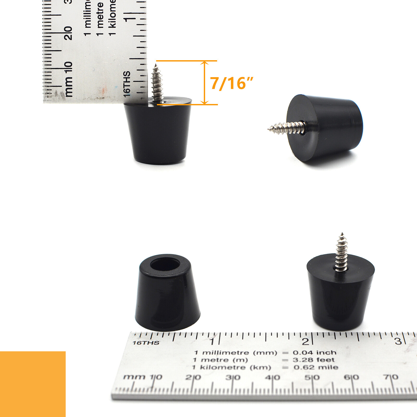 12 Extra Tall Rubber Feet Bumper Pad with Stainless Steel Screws 3/4" W ...
