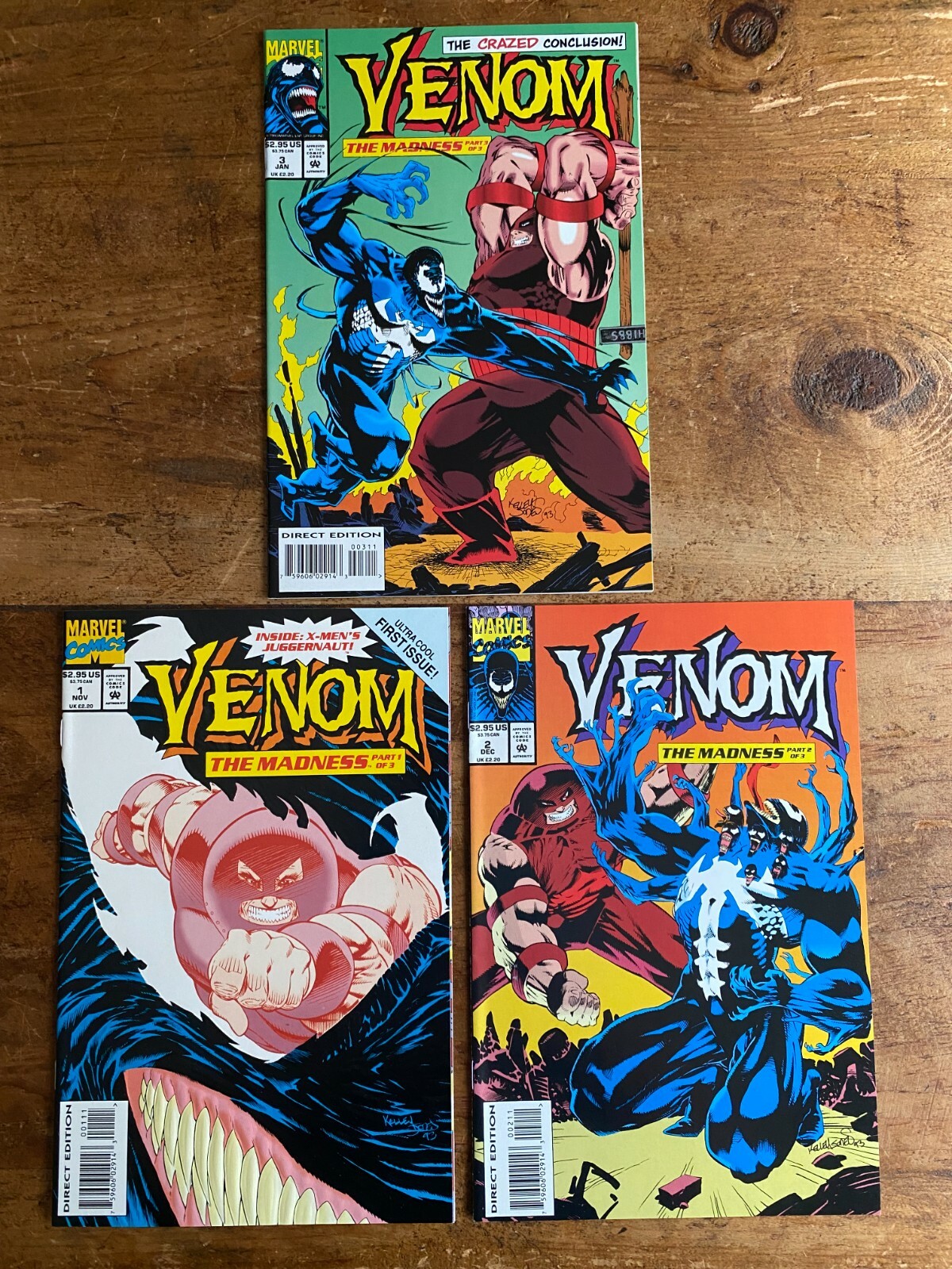 VENOM: THE MADNESS #1-3 COMPLETE SET 1993 MARVEL COMICS ~ JUGGERNAUT ...
