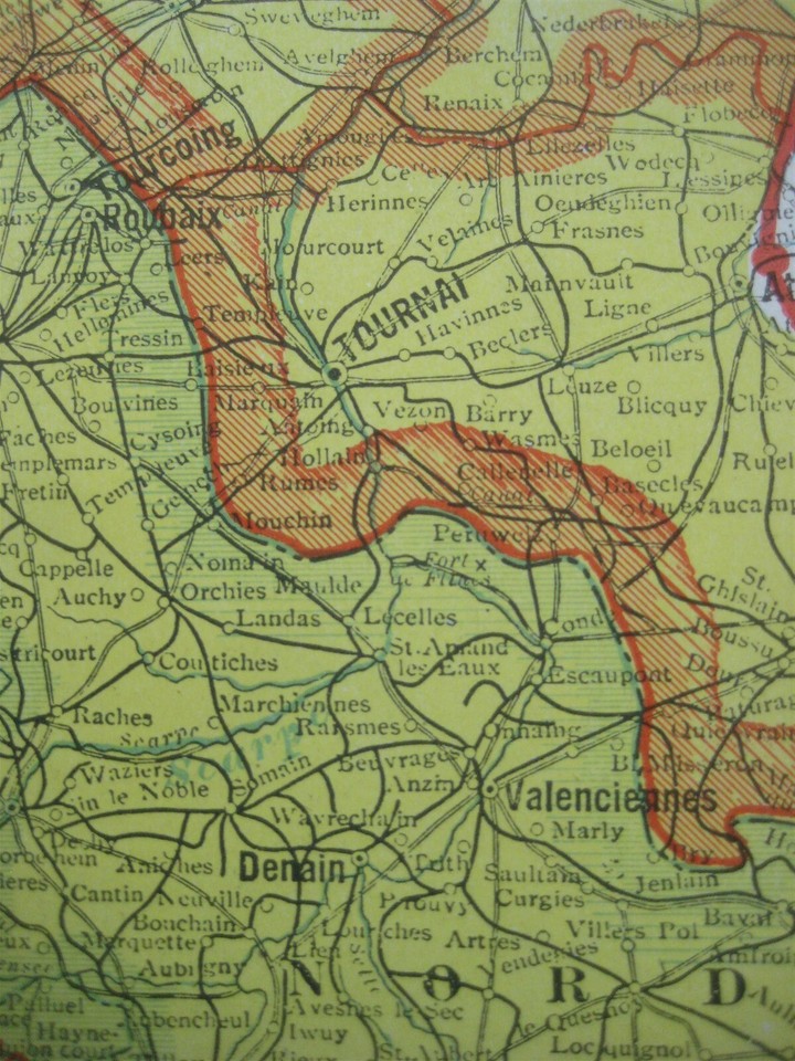 Original WW1 Map WESTERN FRONT Battle Lines Roads Railways Cities Towns ...