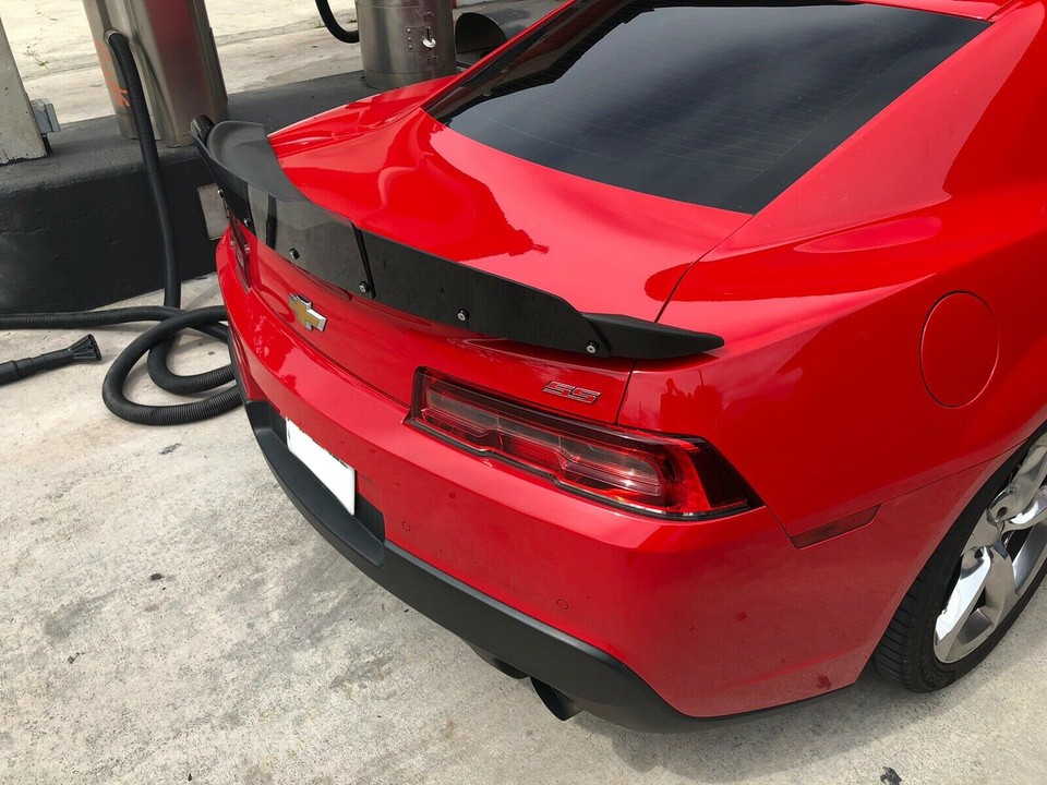 V2 Satin Black Decklid Gurney flap Spoiler Wickerbill Fit 14-15 Camaro ...