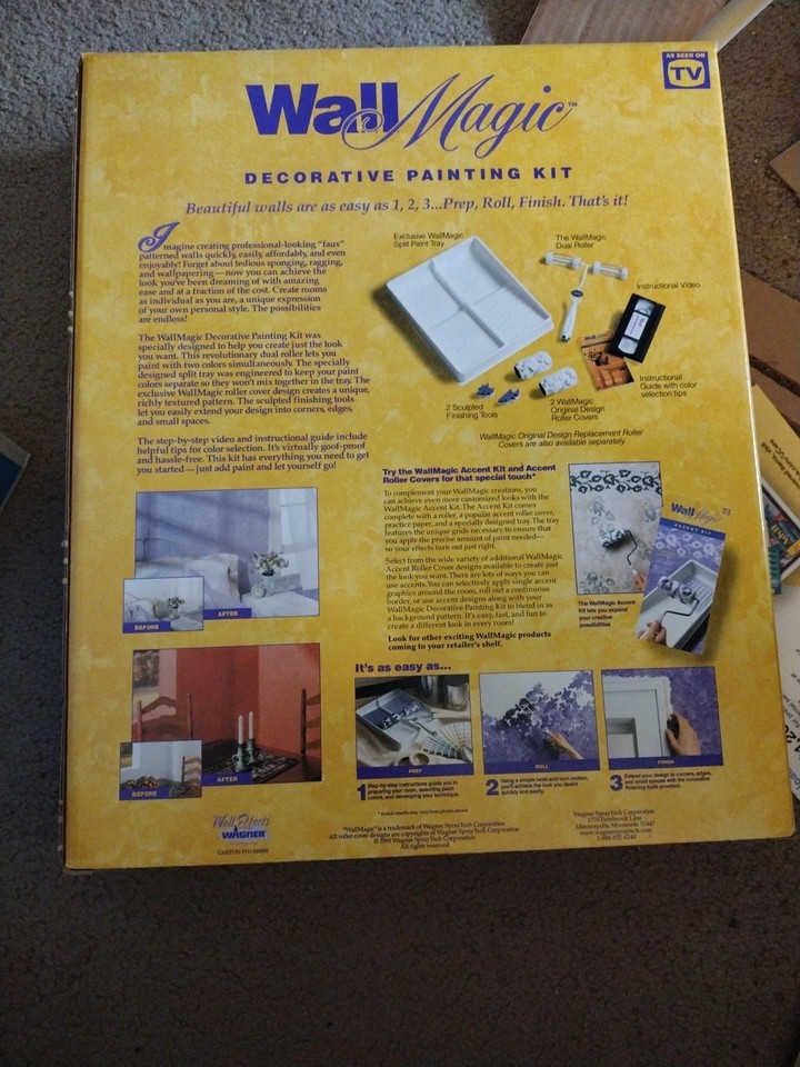 Vintage New NOS Wall Magic by Wakat DECORATIVE WALL PAINTING KIT + VHS ...