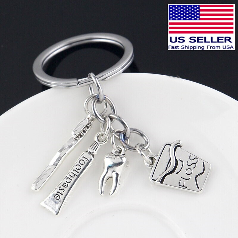 Tooth Brush ToothPaste and Floss Keychain Dentist Hygienist ...