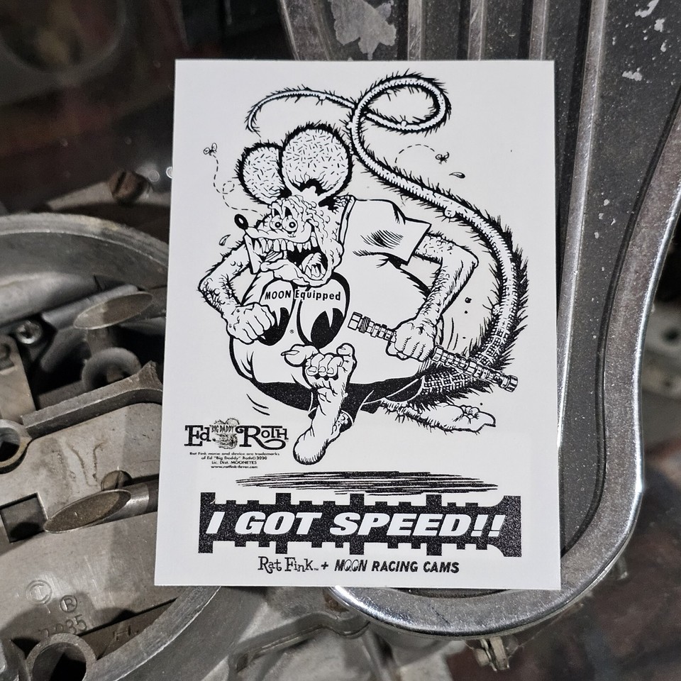 RAT FINK x MOONeyes Decal vtg Hot Rod Drag Racing Ed Roth Sticker Moon ...