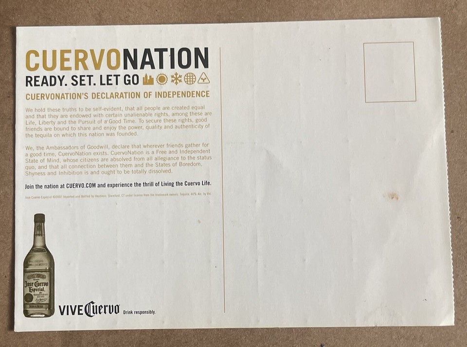 Jose Cuervo Vintage Postcard 2002 Stickers Cuervonation | eBay