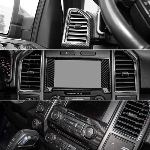 17x Carbon Fiber Center Console Dash Panel Cover Trim Kit For Ford F ...