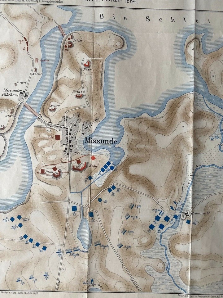 Antique Map Plan to The Battle At Missunde 1864 Prussia Denmark Antique ...