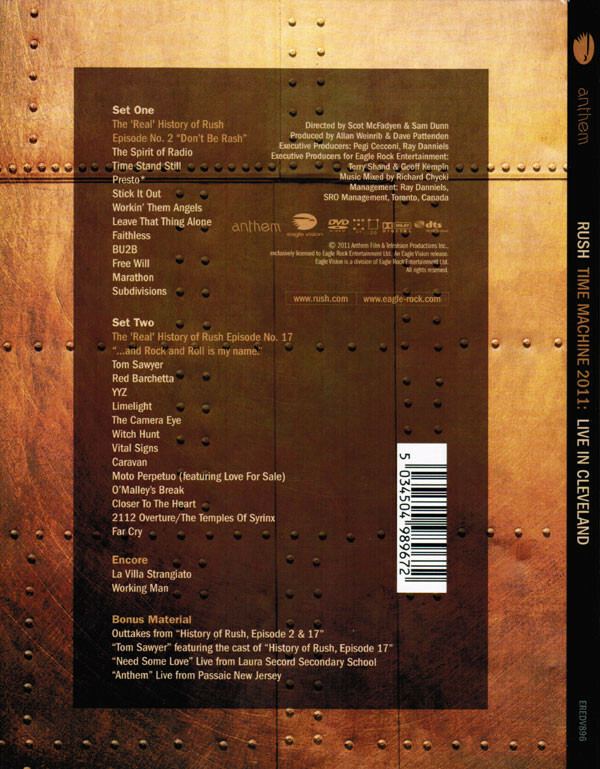 Rush - Time Machine 2011 - Live in Cleveland (DVD, 2011) for sale ...