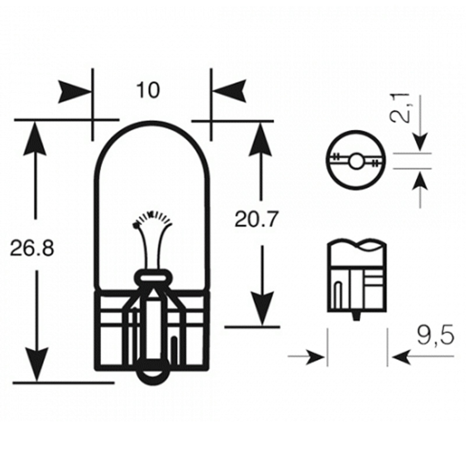 For Peugeot 207 Front Sidelights / Parking Lights Side Light Bulb Bulbs ...