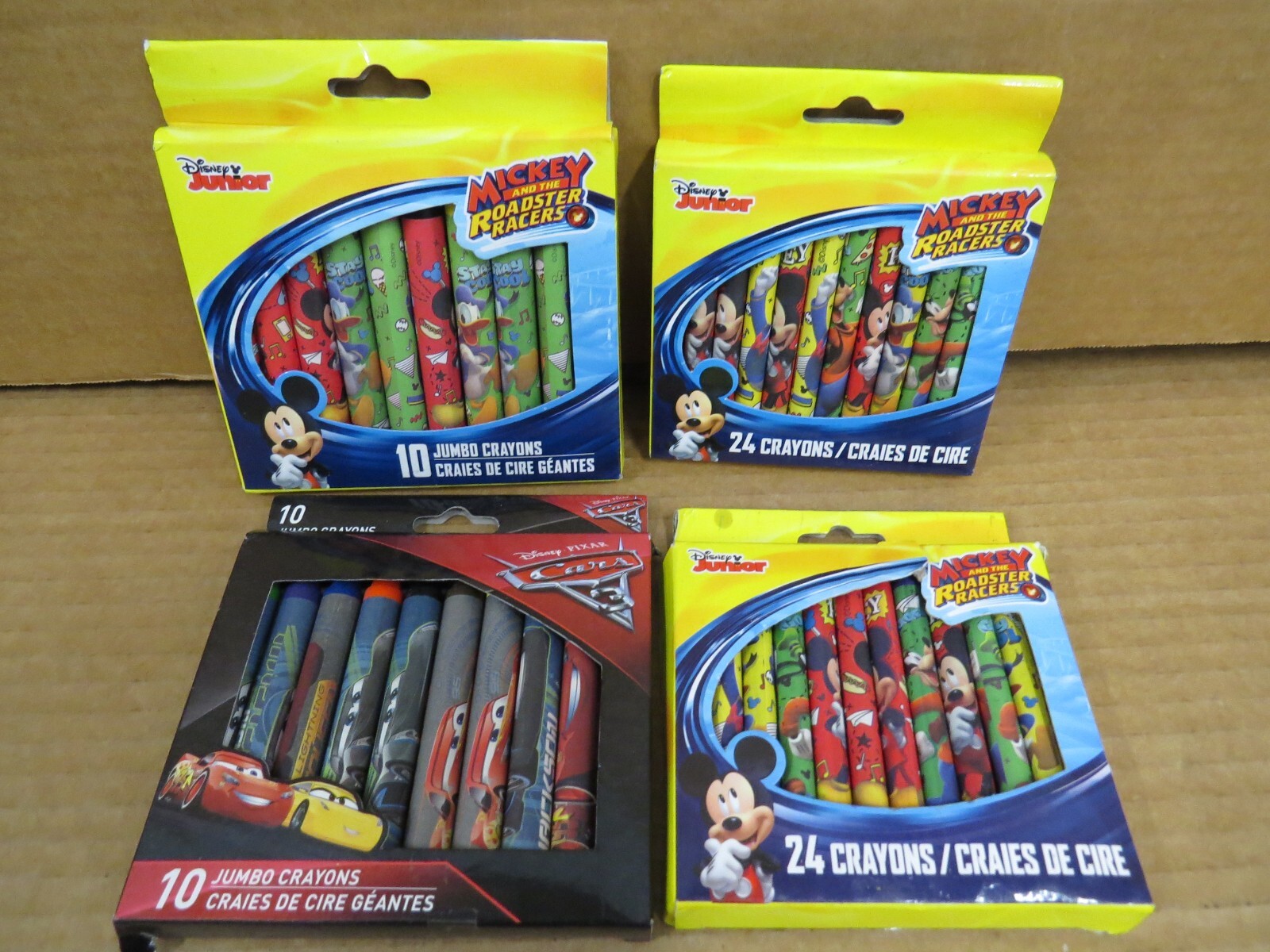 Lot of 4 Disney Junior & Pixar Crayons 24 packs & 10 Pak Jumbo Crayons ...