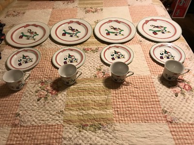 12 Pcs. Set for 4 ALCO Industries China CHRISTMAS PLAID pattern ...