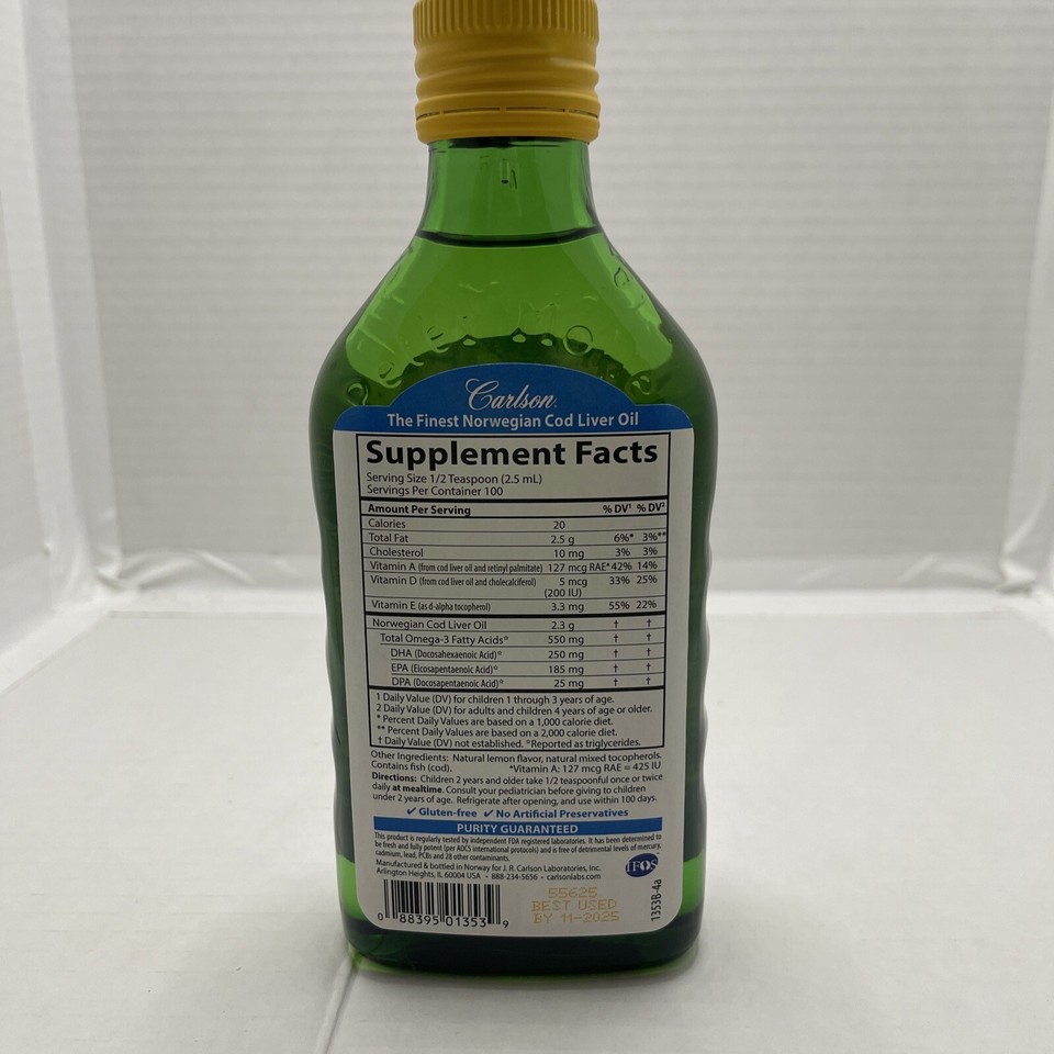 Carlson Kid s Norwegian Cod Liver Oil Natural Lemon Flavor 8 4 Fl Oz carlson-kid-s-norwegian-cod-liver-oil-natural-lemon-flavor-8-4-fl-oz