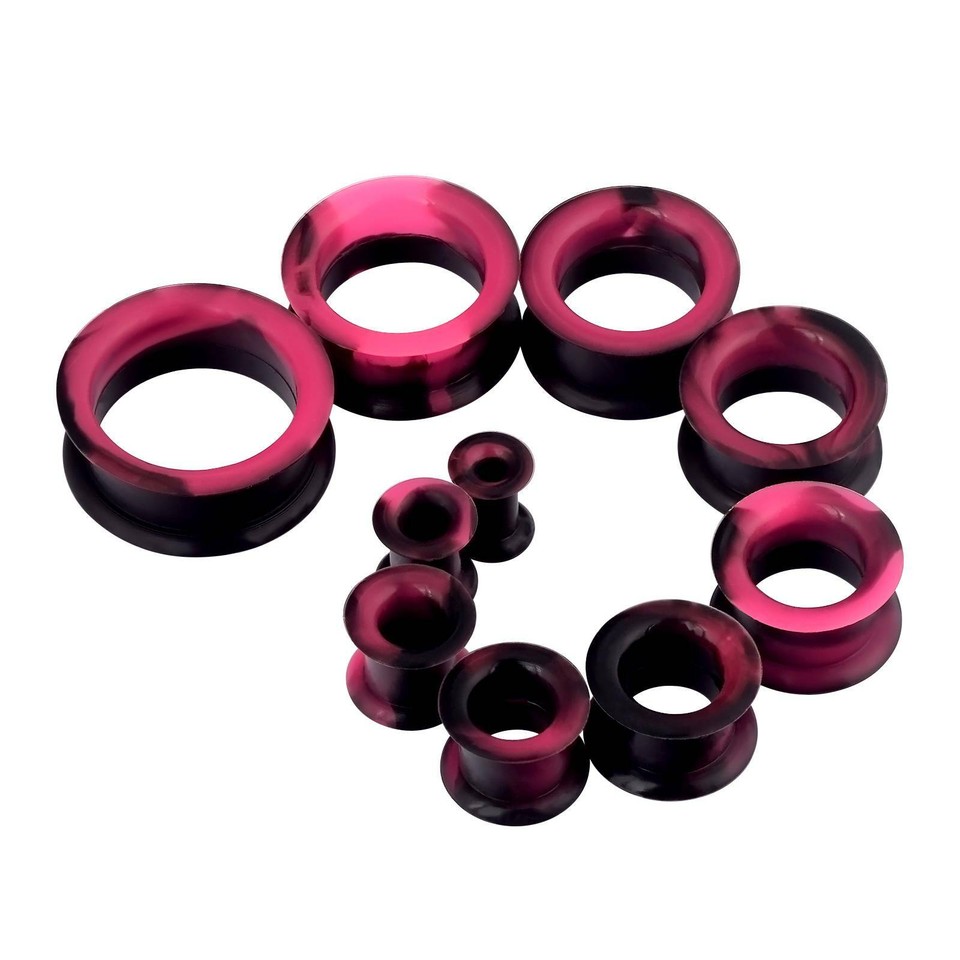 Pair Hard Silicone Ear Tunnel Plugs Hollow Soft Ear Gauge Expander ...