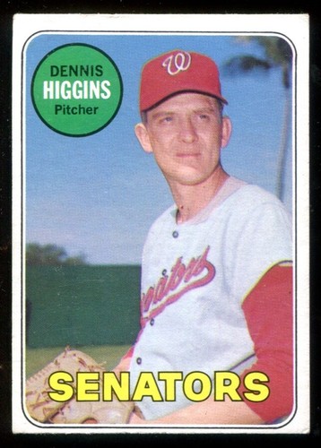 1969 Topps #441 Dennis Higgins Last Name White Letters Senators~(LC) | eBay