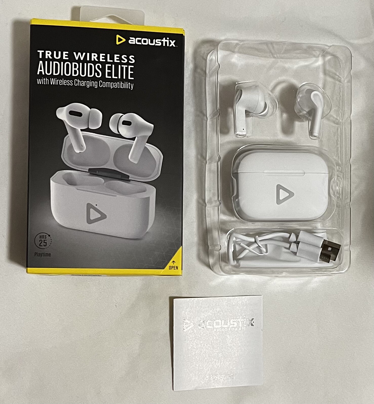 Acoustix True Wireless Audiobuds Elite Wireless Charging Bluetooth 5.0 White for sale online | eBay