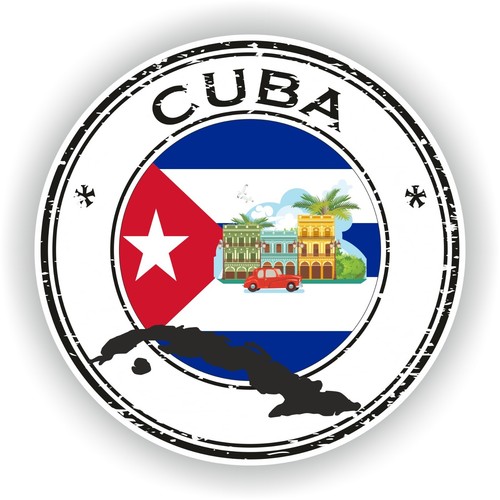 Cuba Caribbean Round Vinyl Sticker / High Resolution Quality Waterproof ...