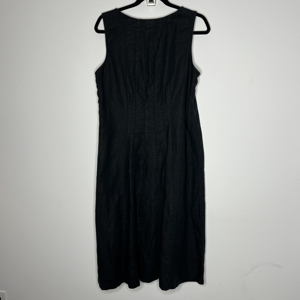 J Jill Dress Womens Large Petite Black 100% Linen Sleeveless Side Zip ...