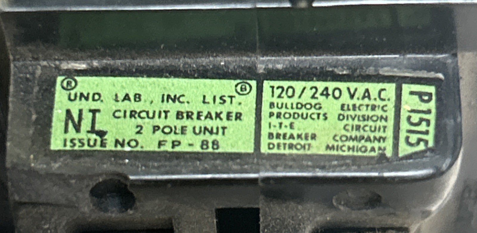 BULLDOG ELECTRIC,P1515,PUSHMATIC CIRCUIT BREAKER 15A 120/240V 2P LOT OF ...